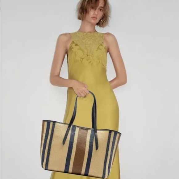 Bags | Zara Contrast Color Tote Bag | Poshmark